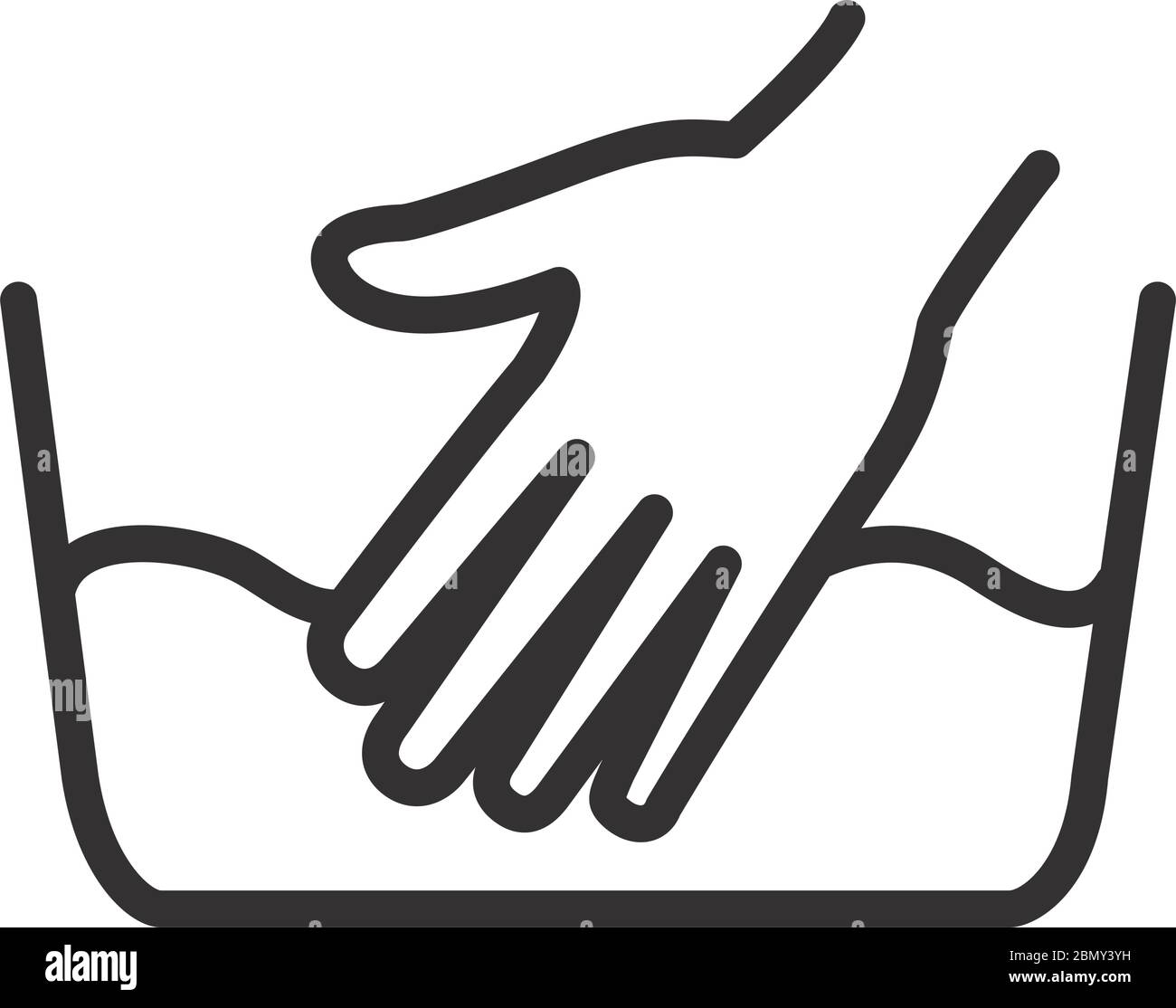 icône de symbole de lavage à la main sur fond blanc, style de ligne ...