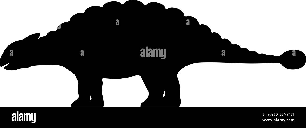 Silhouette d'Ankylosaurus. Illustration vectorielle silhouette noire d'un dinosaure ankylosaurus ...