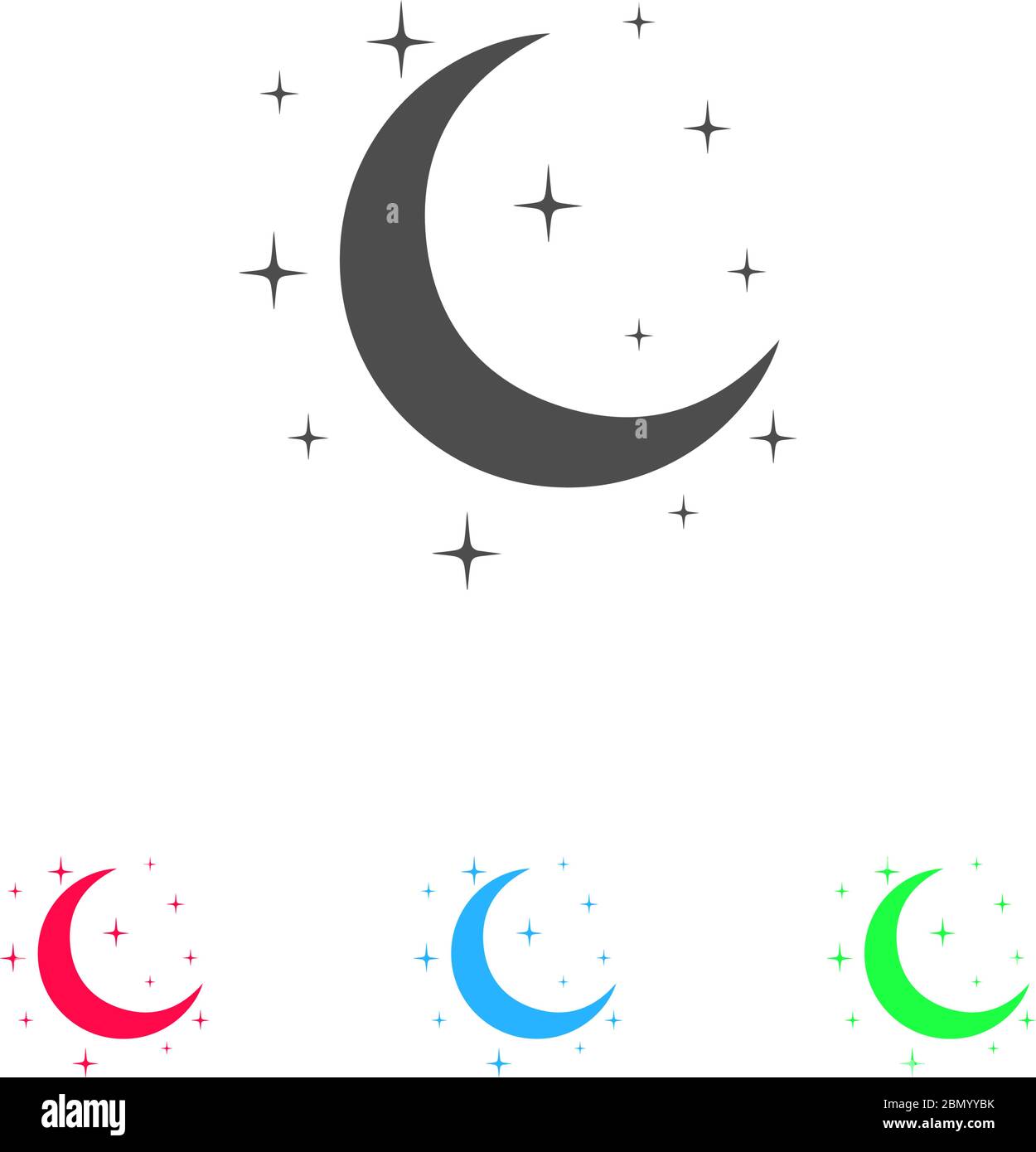 Icône nuit plate. Pictogramme de couleur sur fond blanc. Symbole d ...