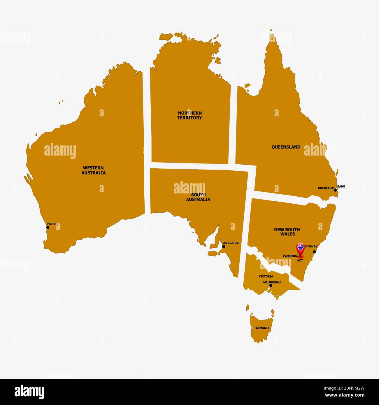 Carte de l'Australie. Infographie australienne. Carte lumineuse régions ...