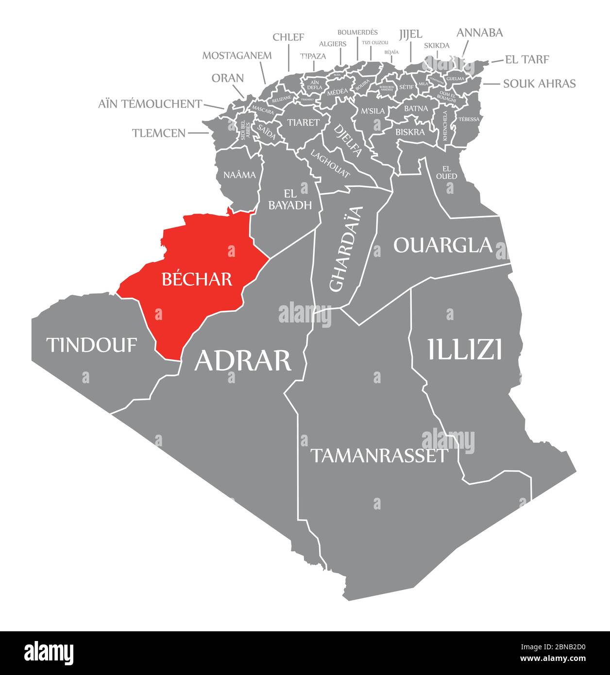 Bechar map Banque d'images vectorielles - Alamy