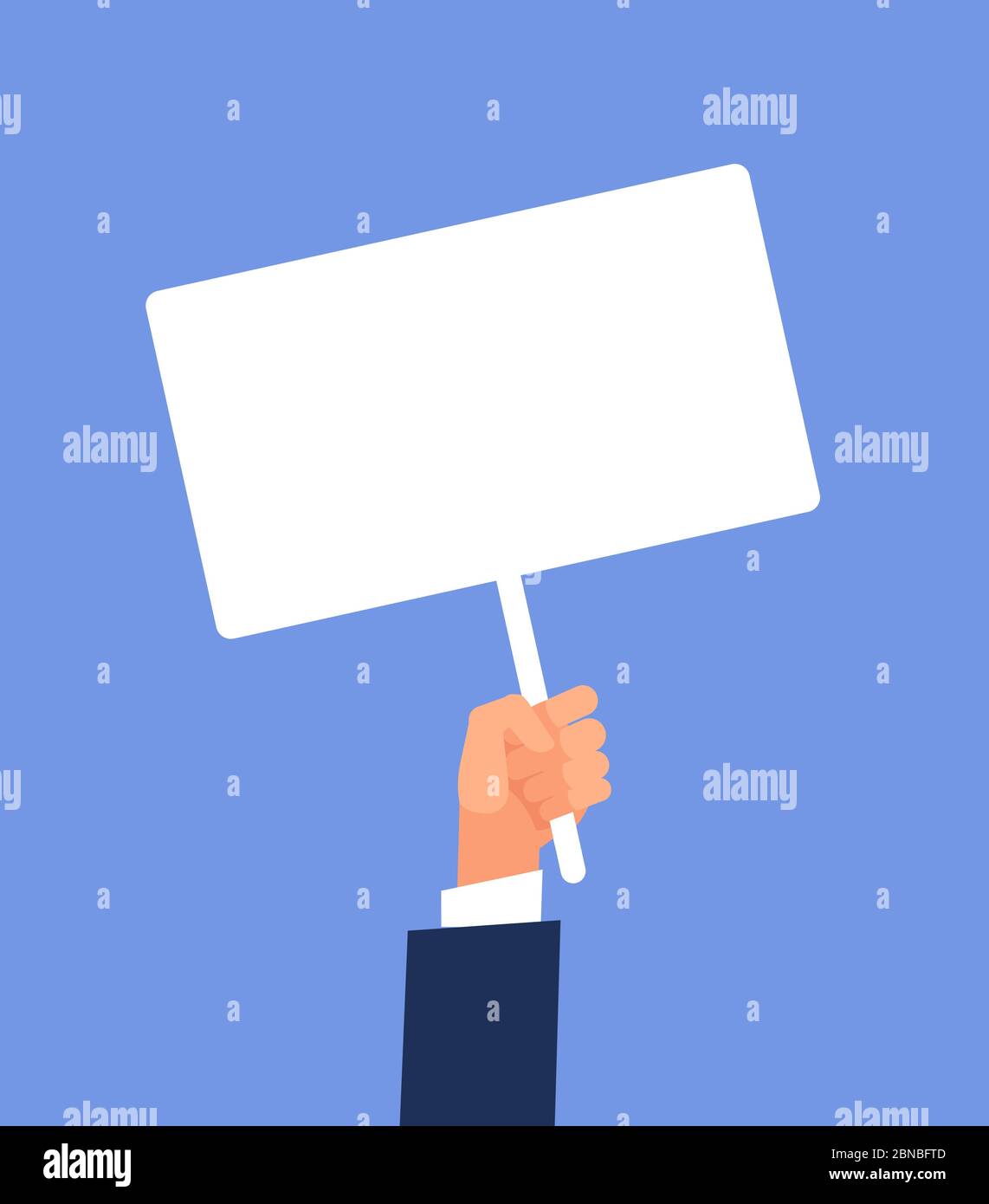 Affiche vide en main. Mains tenant une affiche de protestation vierge ...