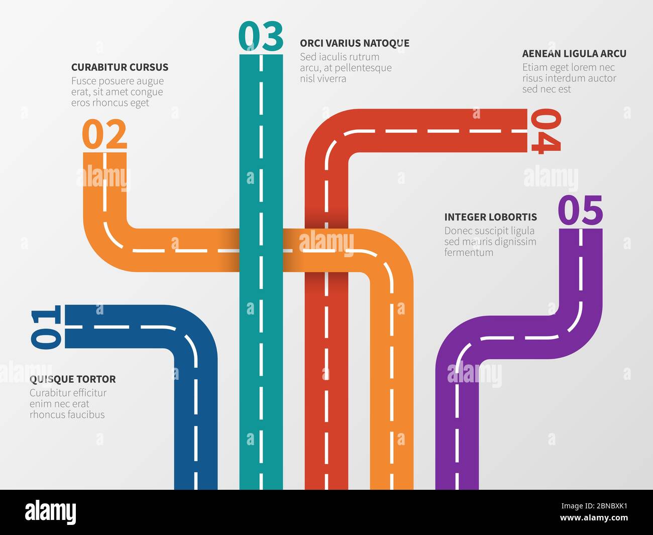 Infographie sur la route. Schéma d'option, diagramme de processus avec ...