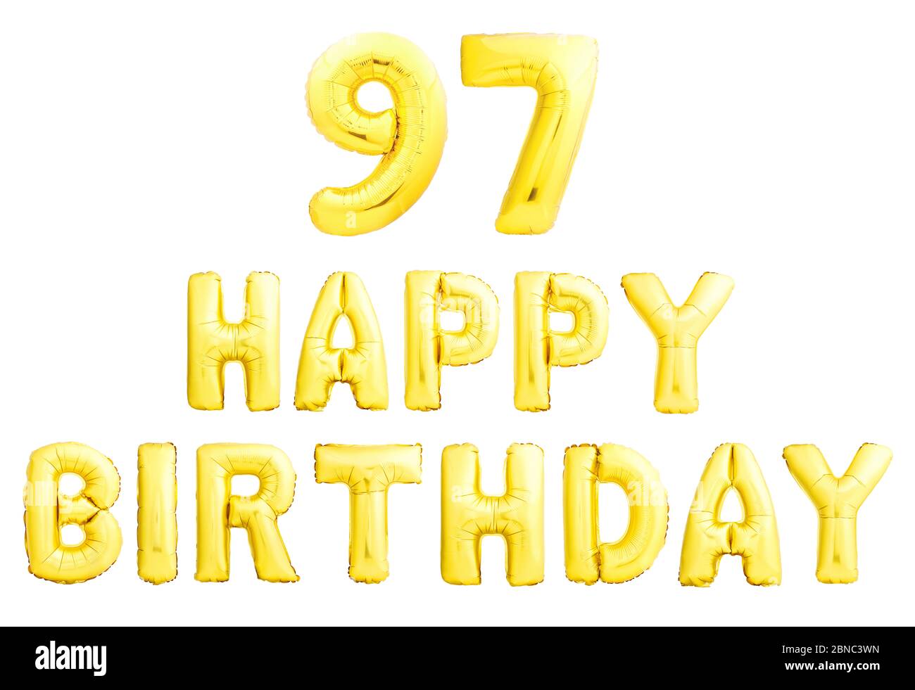 Joyeux anniversaire 97 ans ballons gonflables dorés isolés sur fond ...