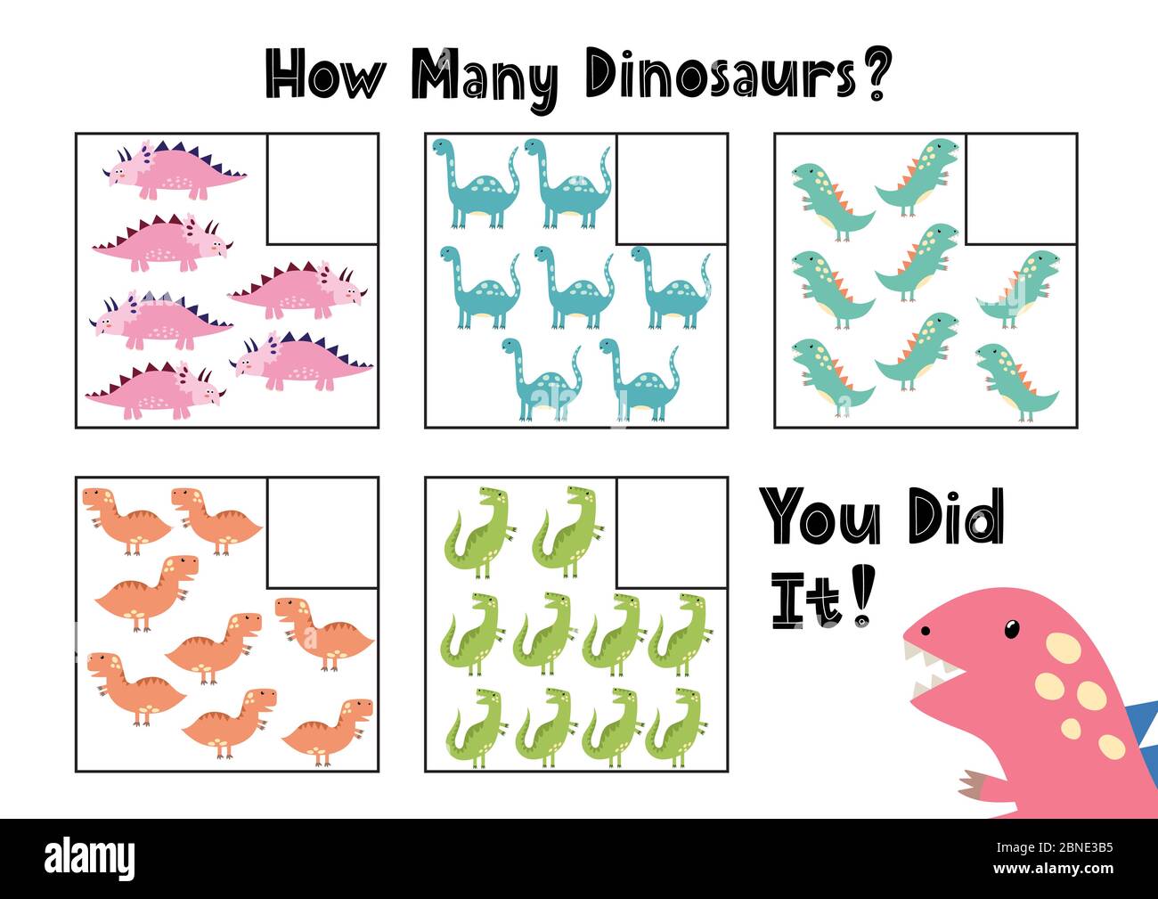 Combien de dinosaures voyez-vous. Compter et écrire la page d'activité ...