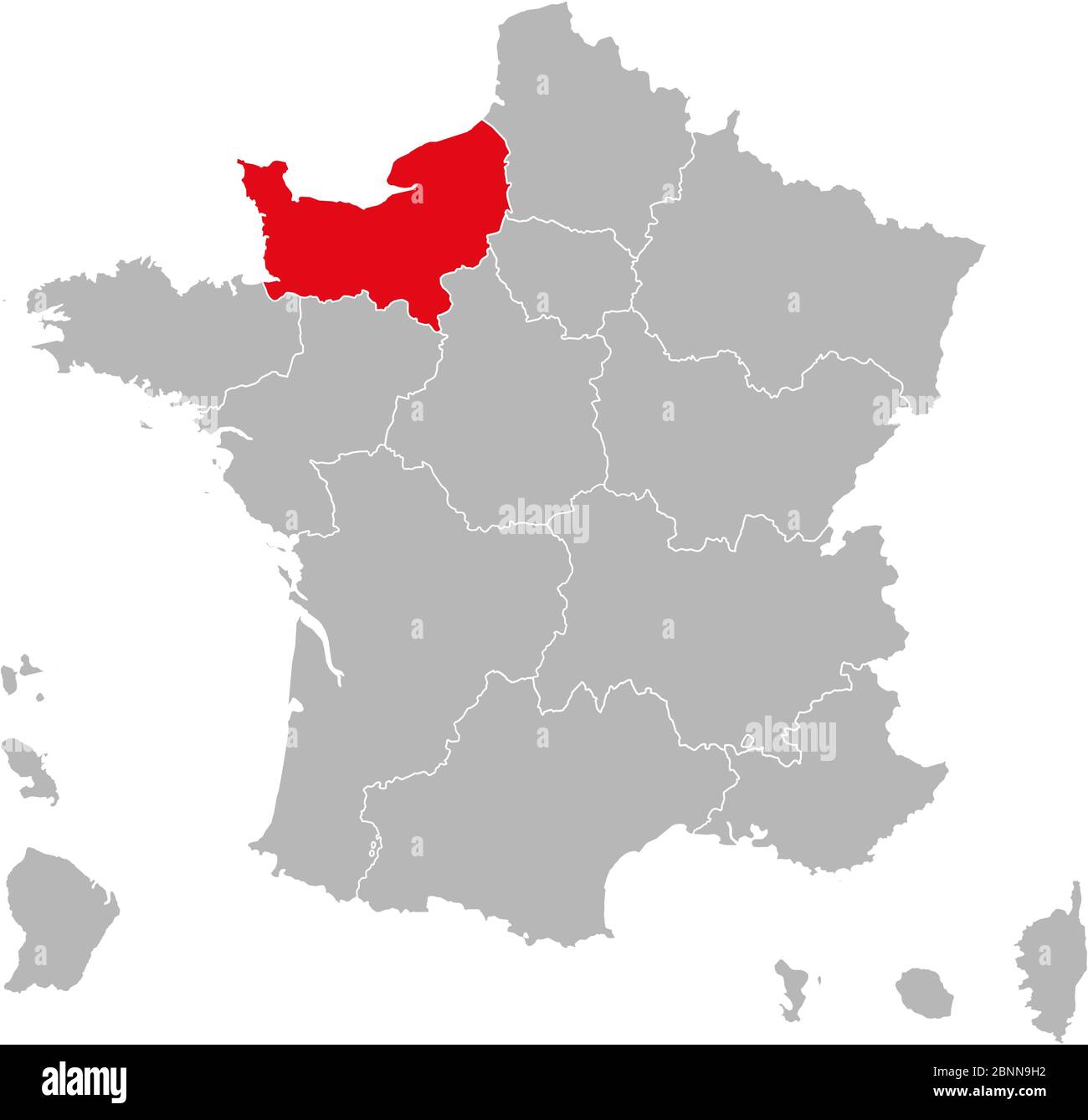 Carte de la région normande marquée en rouge sur le vecteur de carte ...