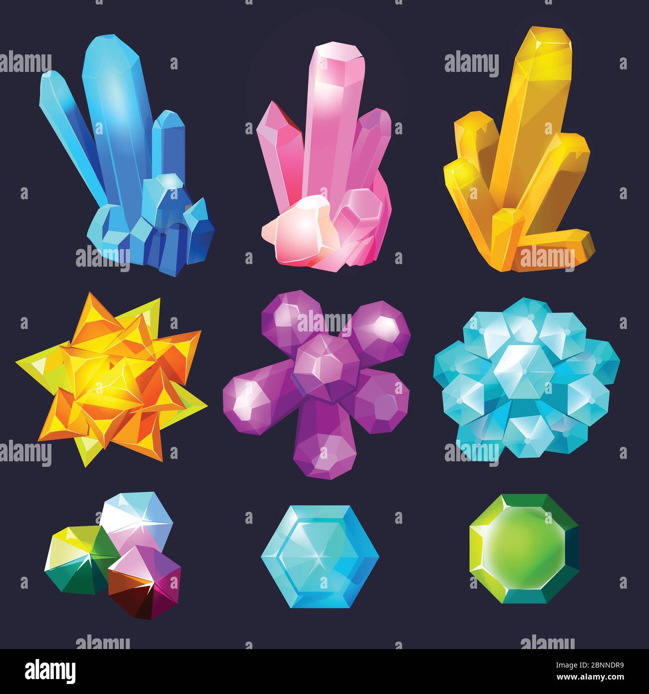 Dessin animé en pierres précieuses en cristal. Pierres bijoux pierres ...