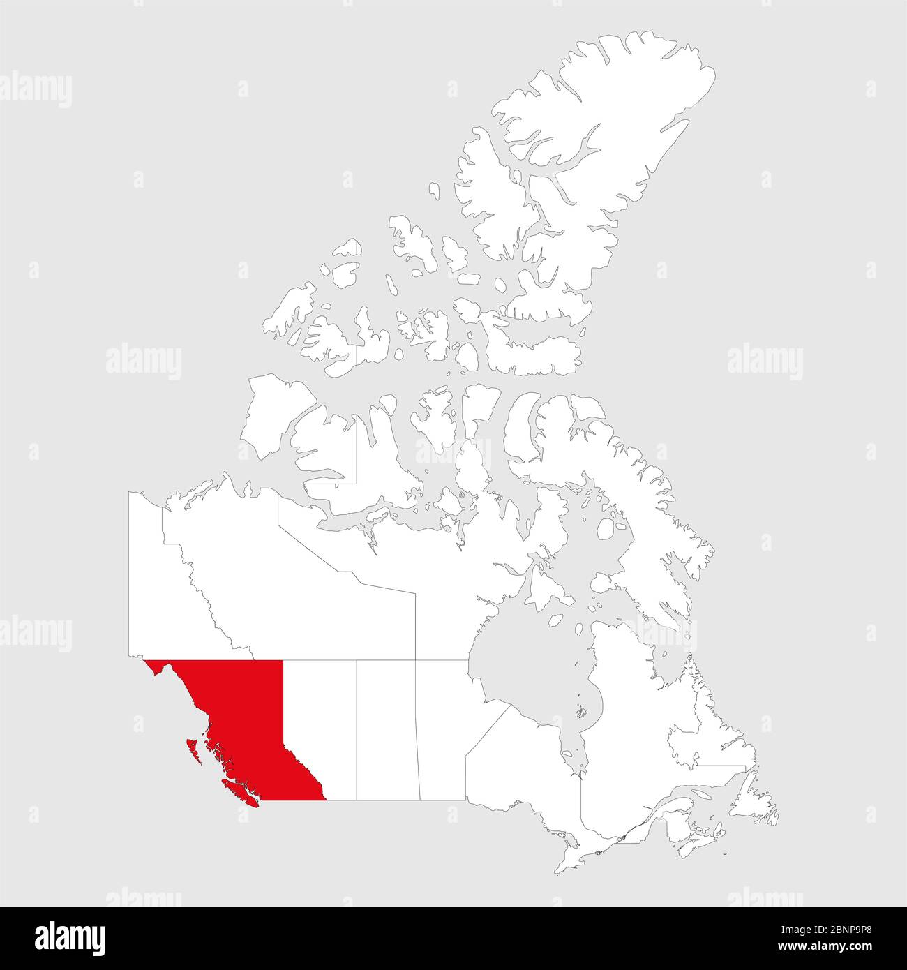British columbia map vector Banque de photographies et d’images à haute résolution - Alamy