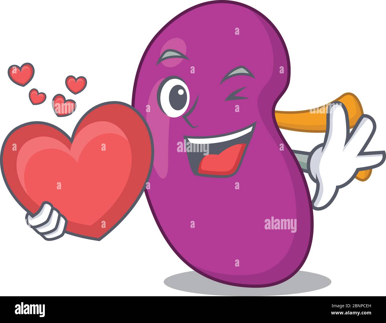 Un joli dessin animé de rein, tenant un grand coeur Image Vectorielle ...