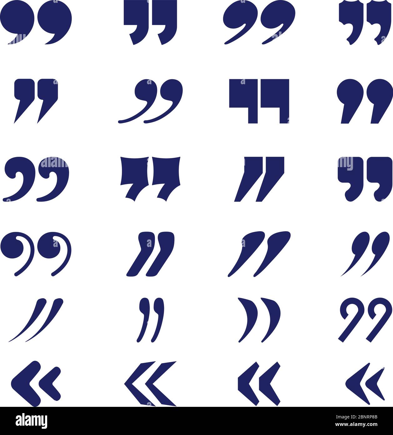 Guillemets. Collection de typographies vectorielles de texte de ...