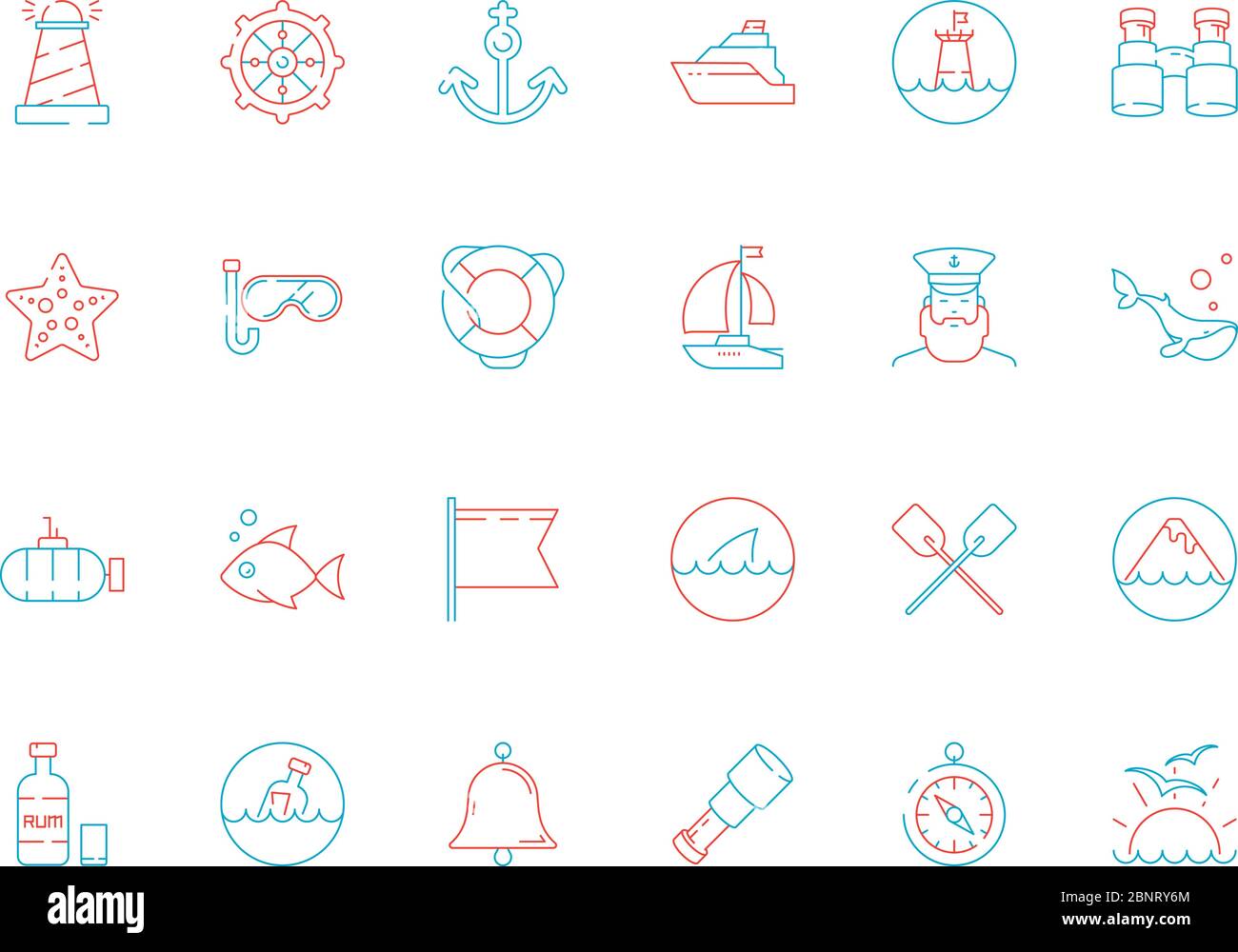Collection Marine Icon. Symboles mer nautique ou océan poisson bateau ...