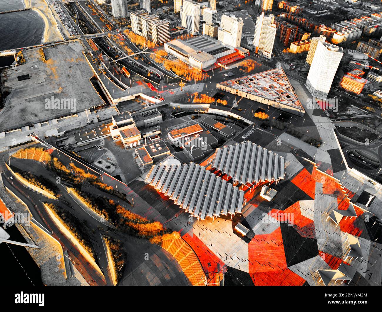 Parc du Forum vue aérienne Barcelone Catalogne Espagne. Situé dans le ...