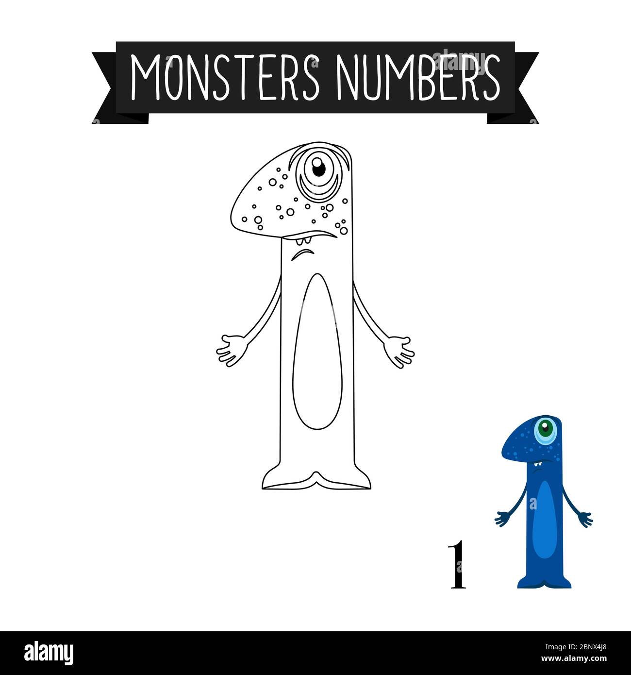 Page de coloriage numéros de monstres pour les enfants. Illustration du ...
