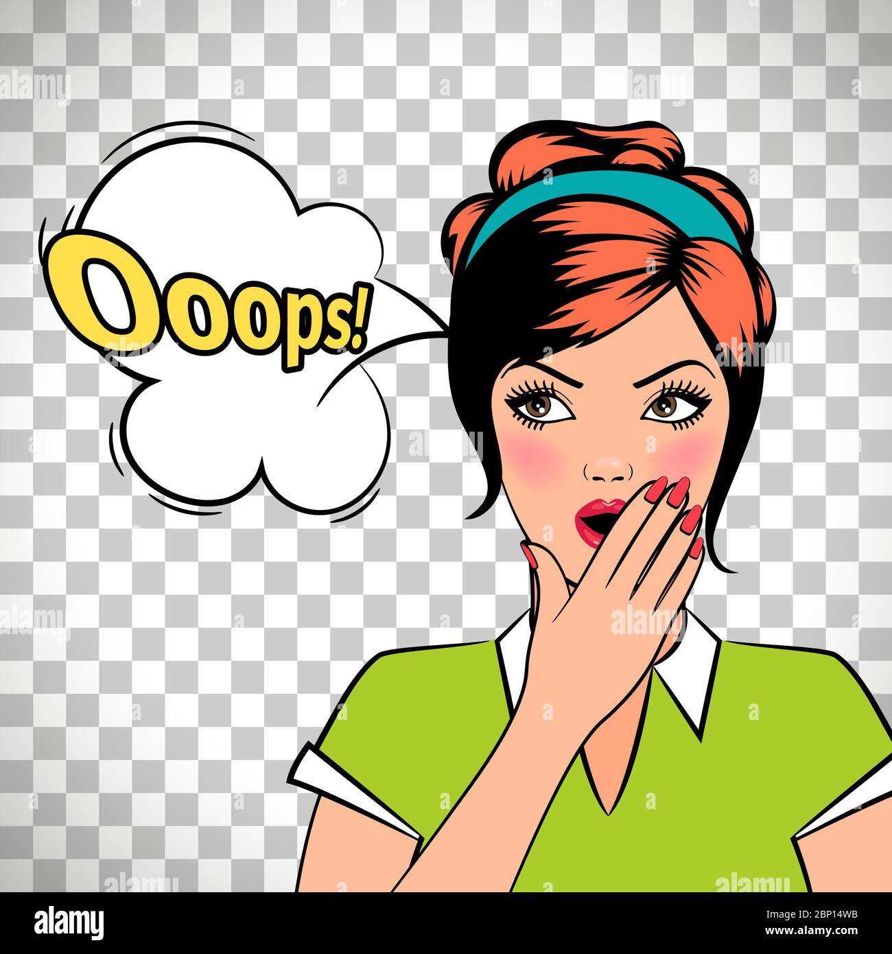 Oops comic pop art femme avec bulle dans le style rétro isolé sur fond ...
