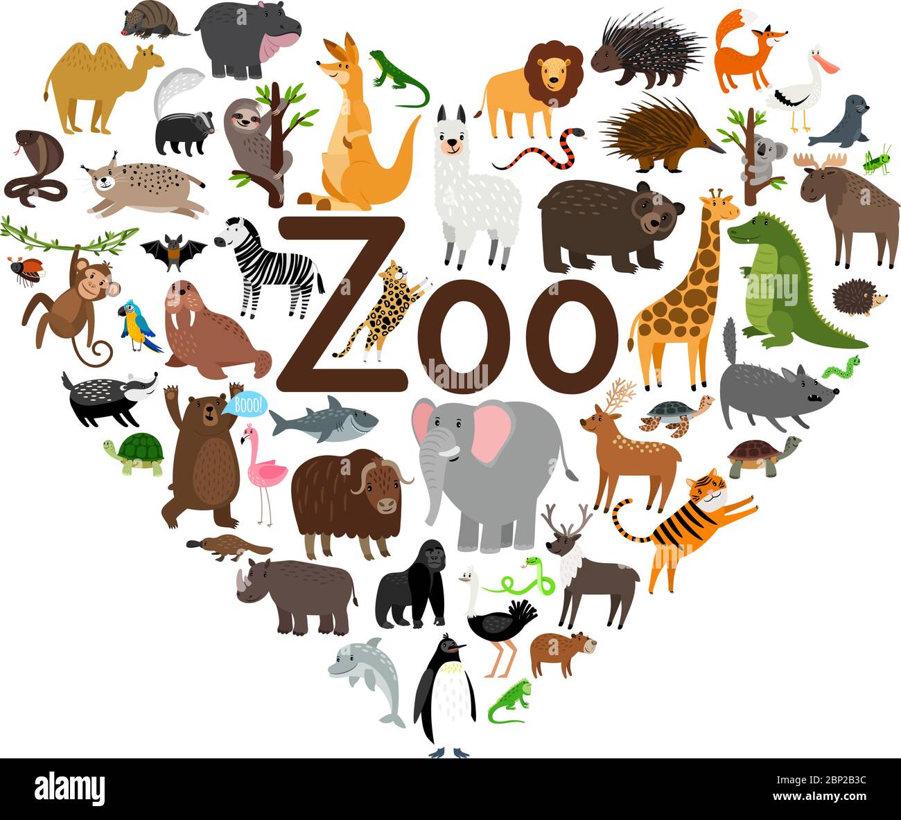 Forme de coeur de zoo. Adorable animaux signe, amour zoo animal coeur ...