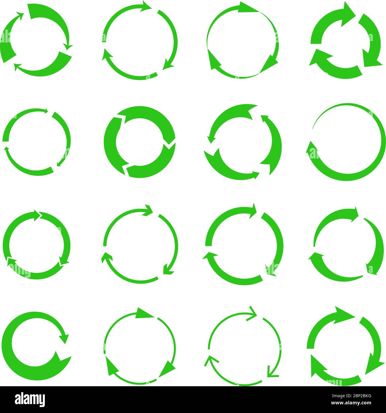 Flèches de recyclage. Cercles verts flèche biodégradation symboles ...