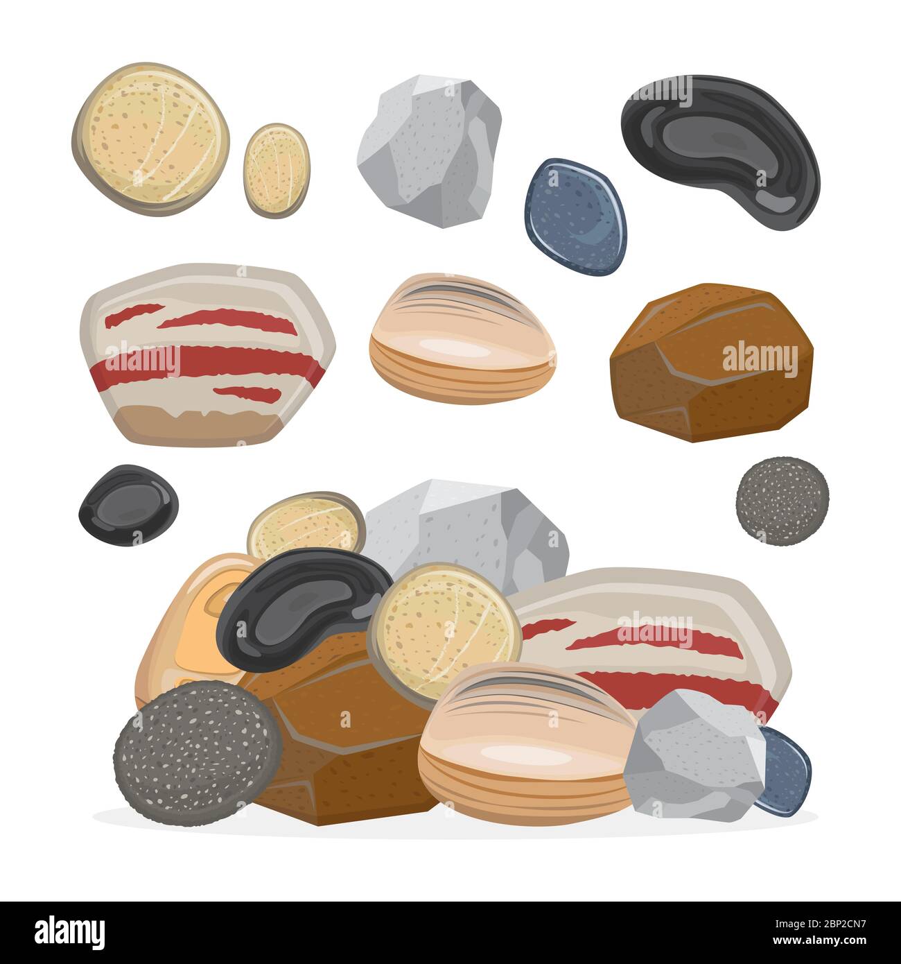 Ensemble de pierre de dessin animé et illustration de vecteur de pierre ...