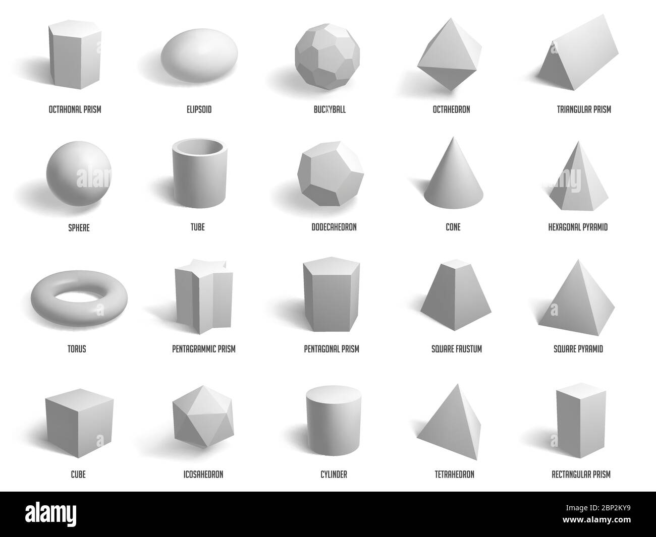 Formes 3d réalistes. Formes géométriques de sphère, cylindre, pyramide ... Formes 3d réalistes. Formes géométriques de sphère, cylindre, pyramide ...