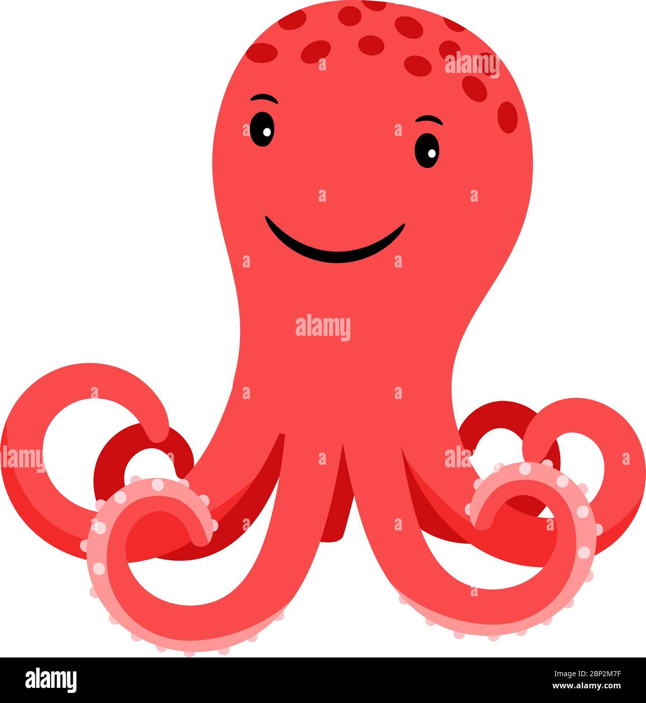 Icône de dessin animé rouge octopus isolée sur une illustration ...
