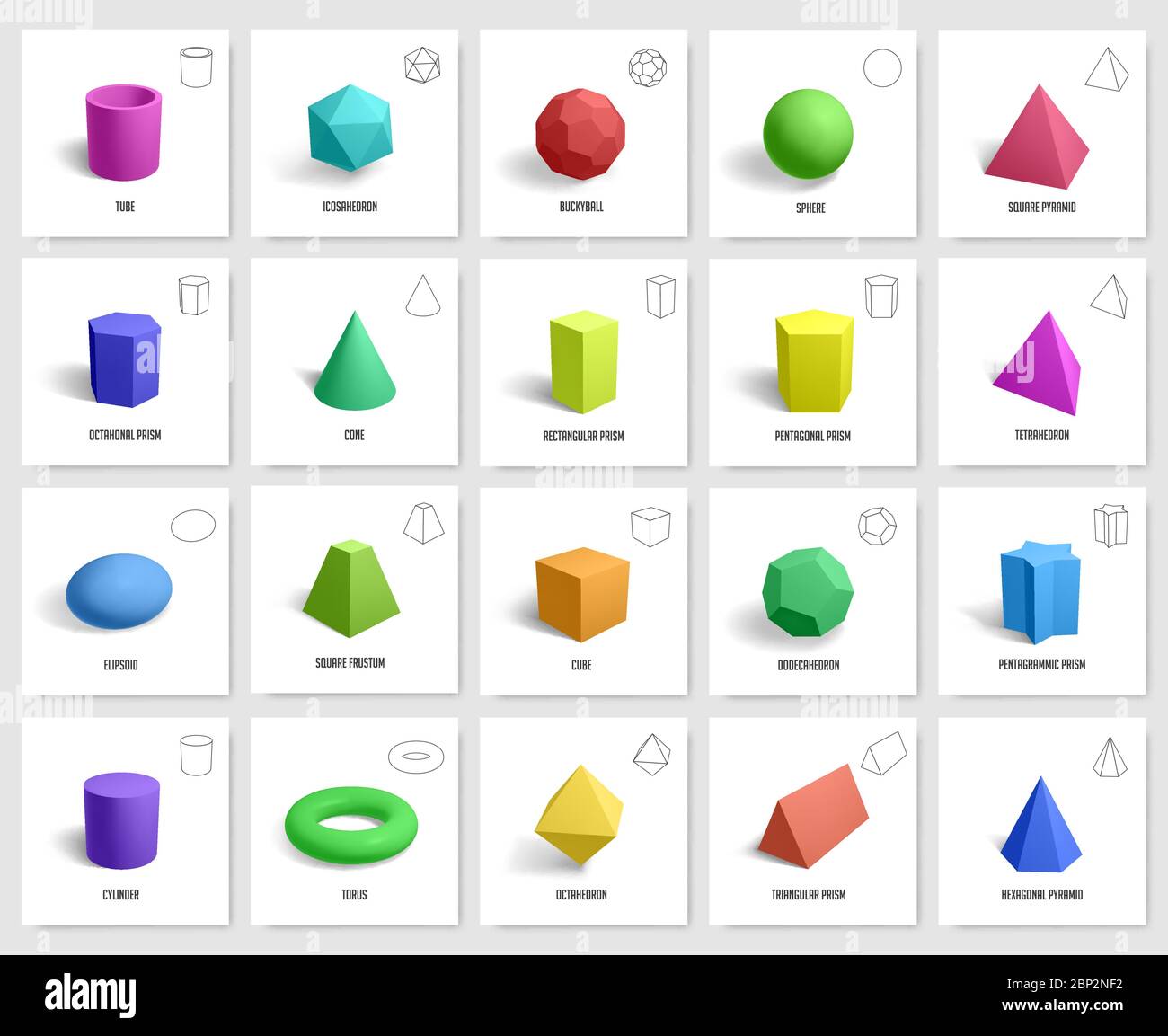Formes géométriques 3d réalistes. Ensemble d'icônes d'illustration ...