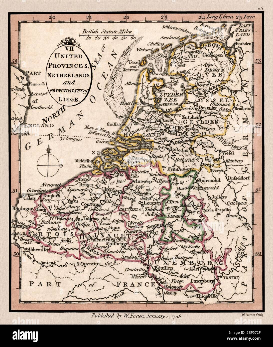 'Provinces unies, pays-Bas et Principauté de Liège.' La carte montre ...