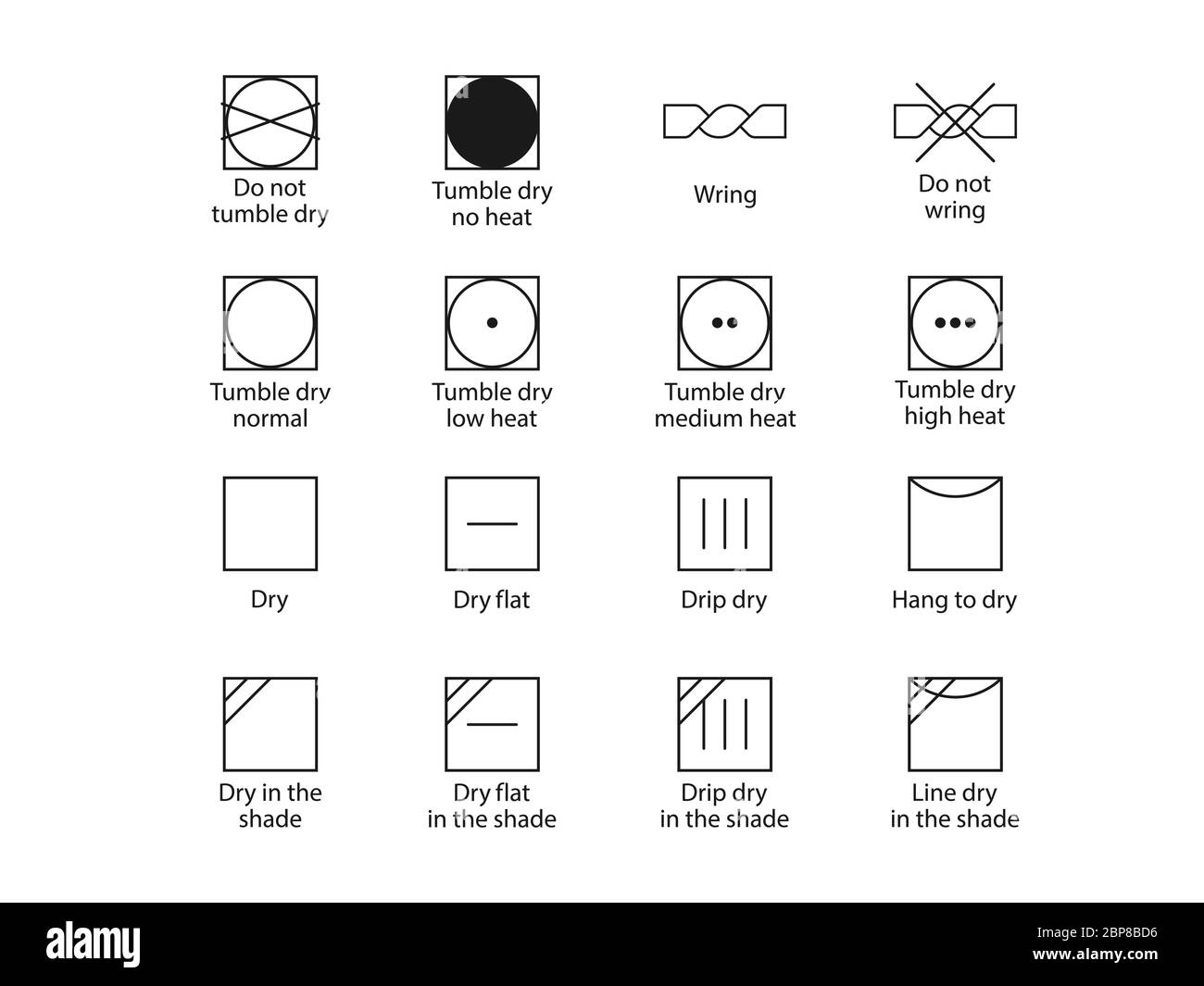 Symboles de lessive, symboles de séchage. Illustration vectorielle ...