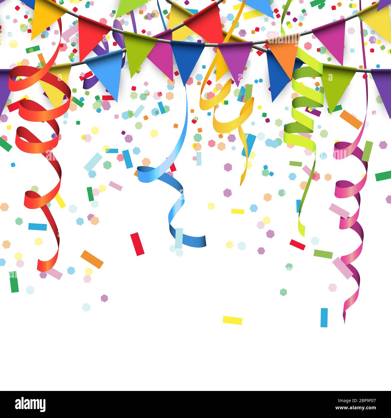 Vector illustration de confettis colorés, de guirlandes et de ...