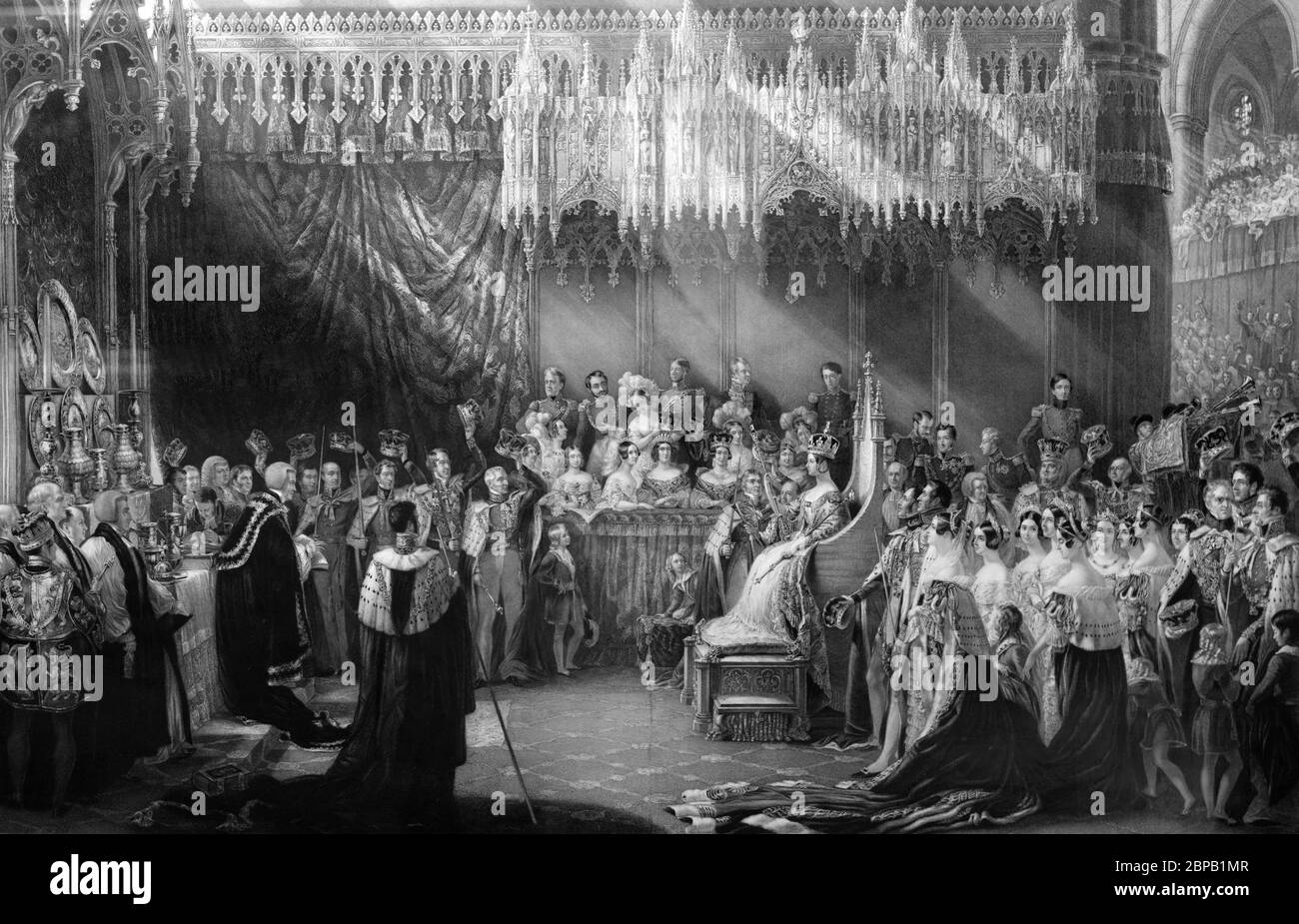 Portrait de couronnement de la reine Victoria d'Angleterre en 1838 par ...