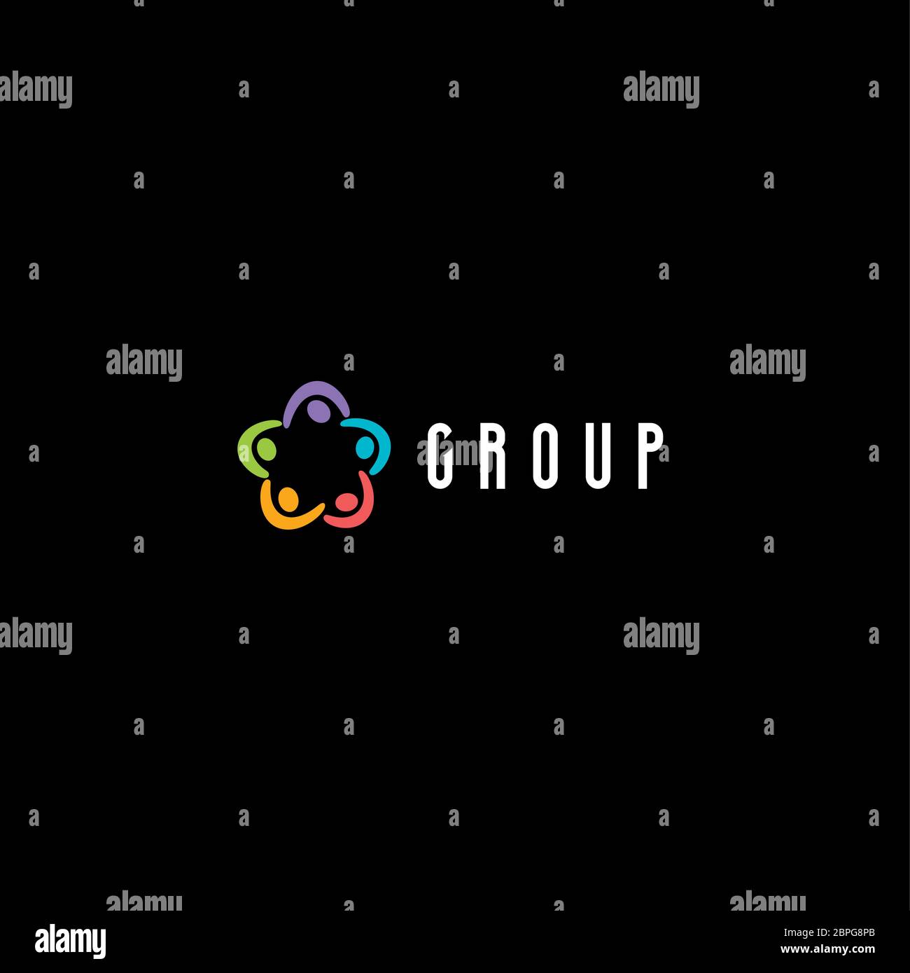 Logo de réunion de groupe d'entreprise. Les personnes qui tiennent les ...