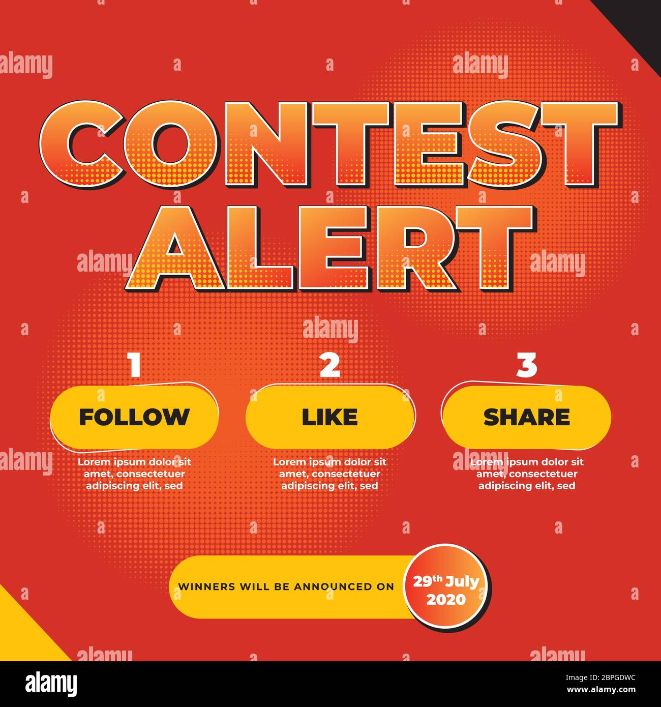 Modèle d'alerte de concours pour les médias sociaux Image Vectorielle ...