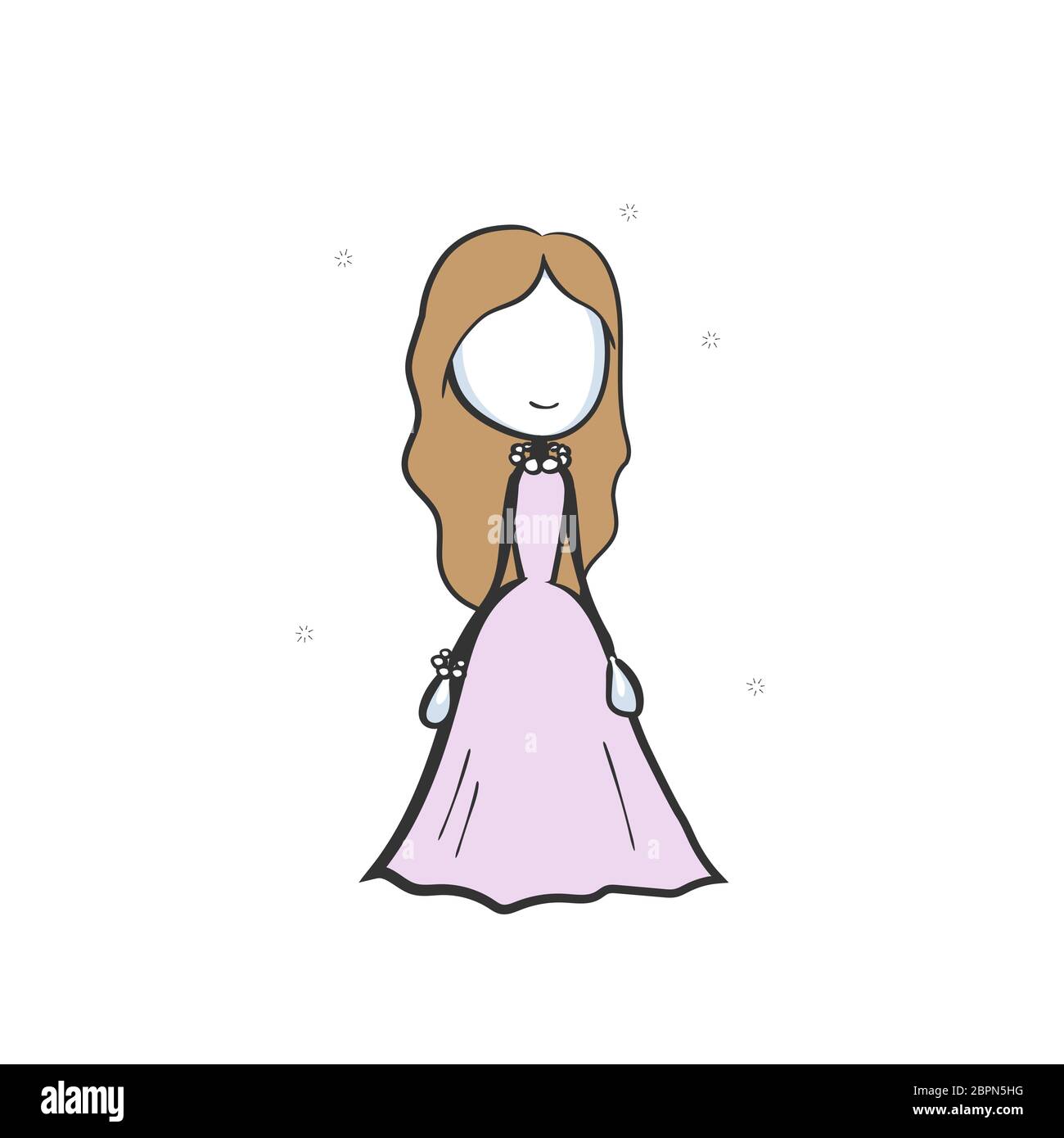 Robe de mariée. Jolie princesse en robe de bal. Dessiné à la main ...