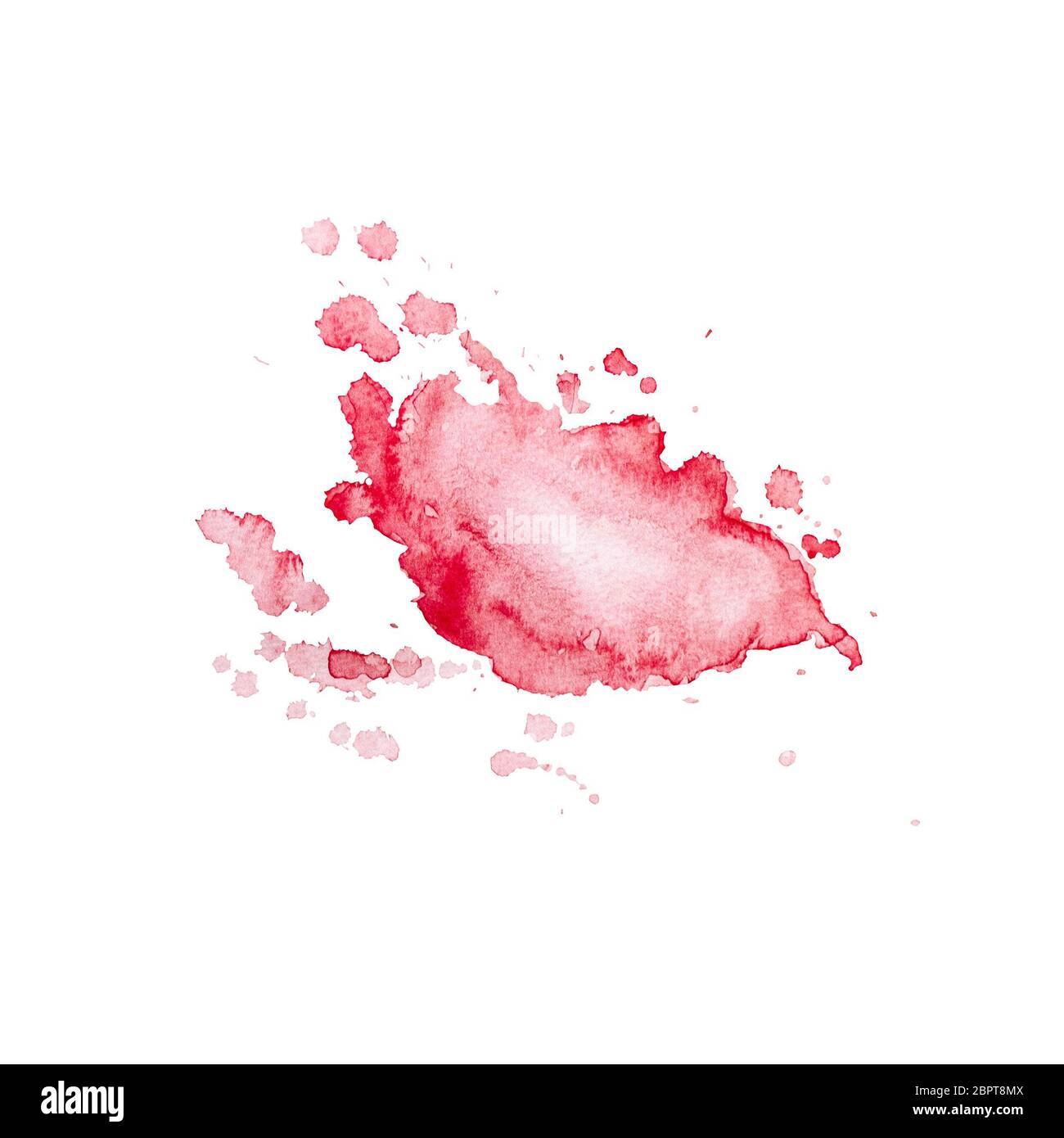 Aquarelle de tache rouge avec les éclaboussures et les taches. Une ...