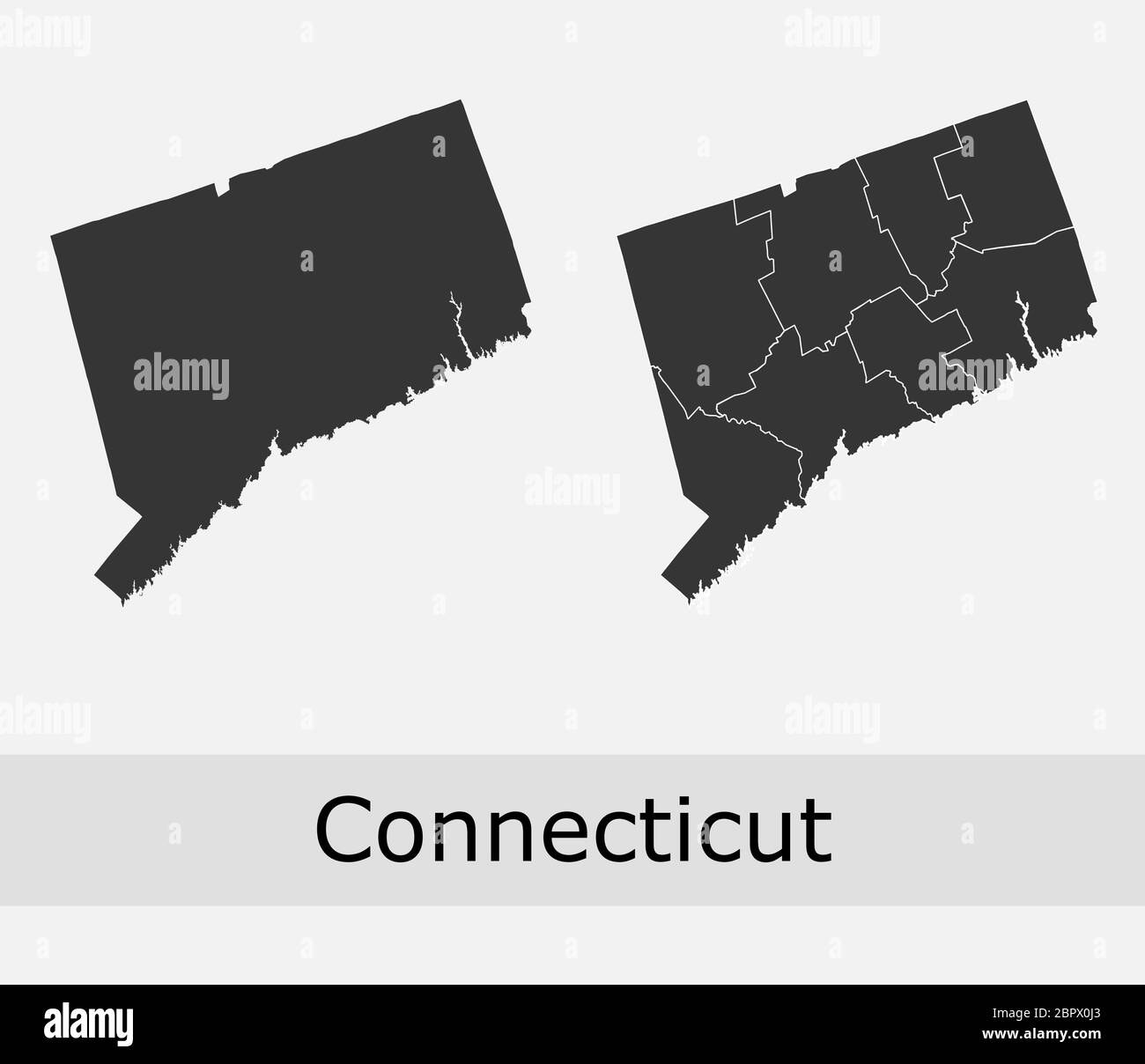 Cartes du Connecticut cartes vectorielles comtés, cantons, régions ...