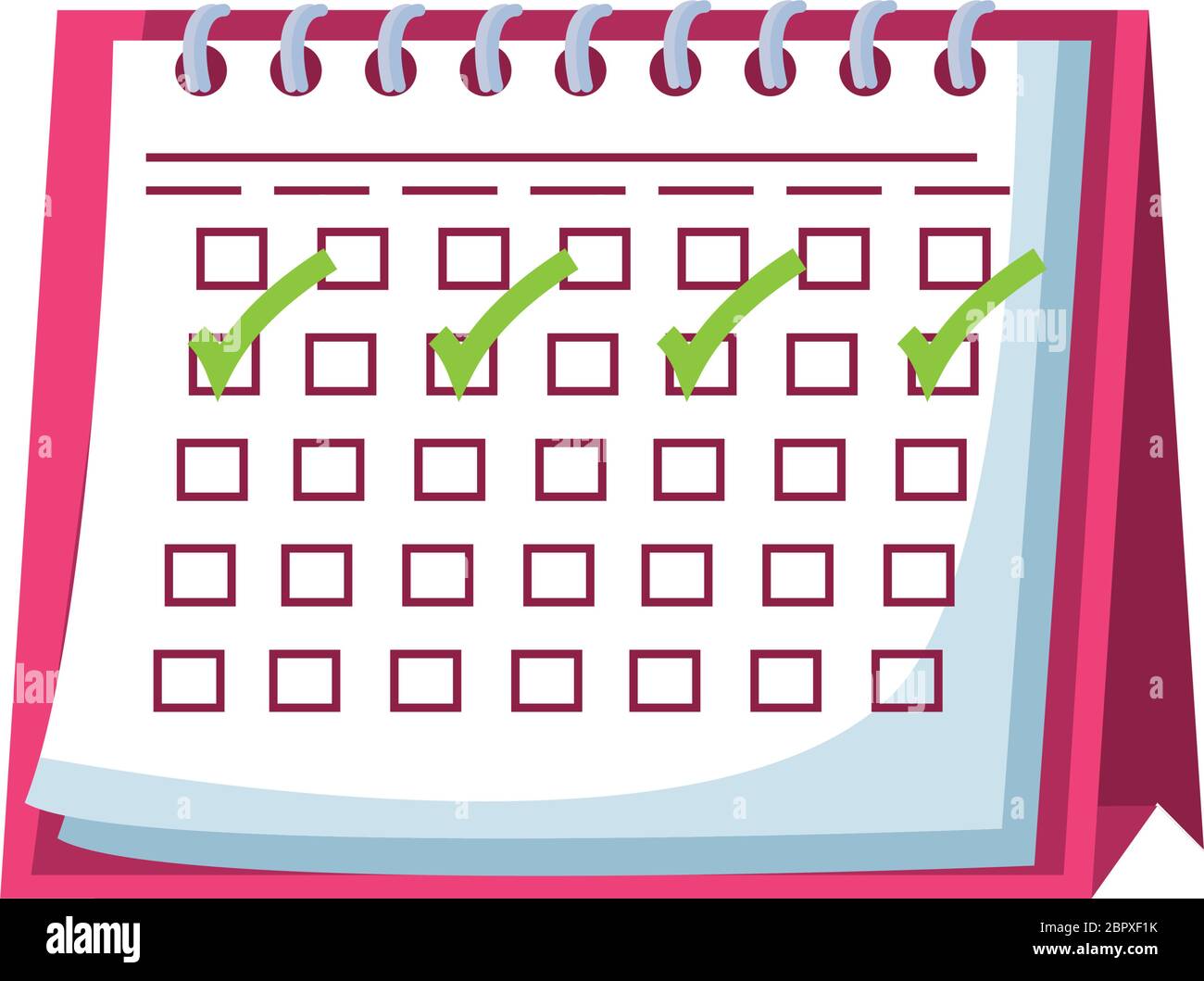 calendrier avec cases à cocher sur fond blanc illustration vectorielle Image Vectorielle Stock ...