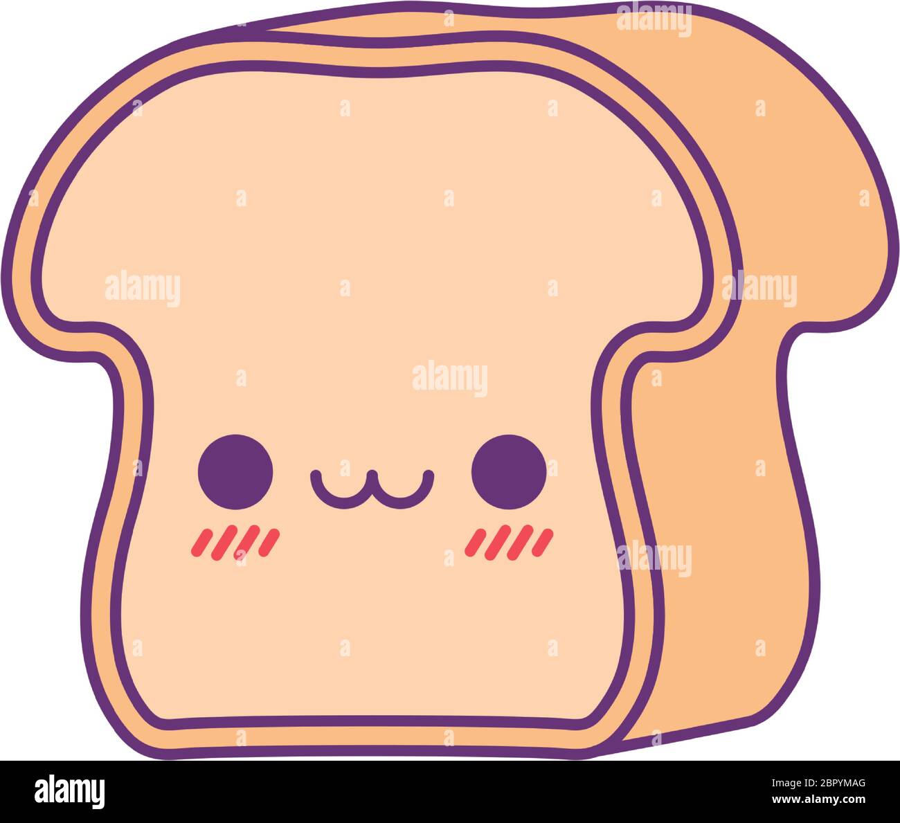 Dessin animé de pain et de style de remplissage, kawaii nourriture ...