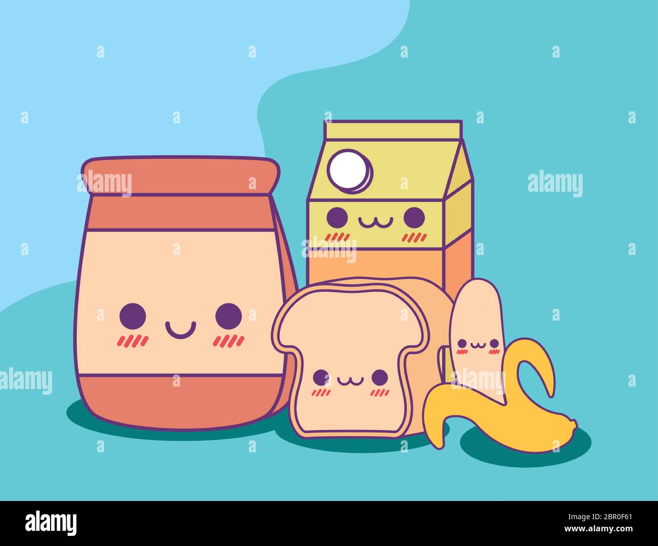 Boîte à sacs motif pain et banane, kawaii alimentaire adorable ...