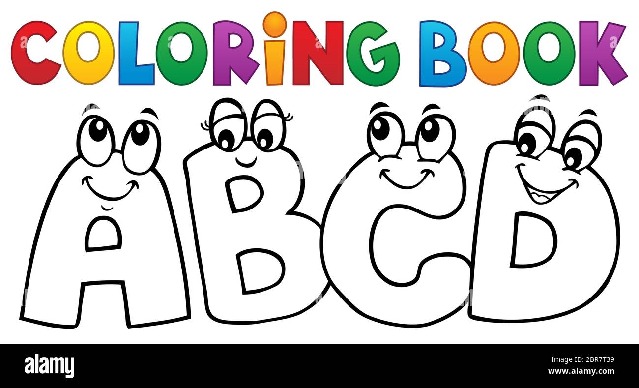 Dessin animé de livre de coloriage ABCD lettres 1 - illustration d ...