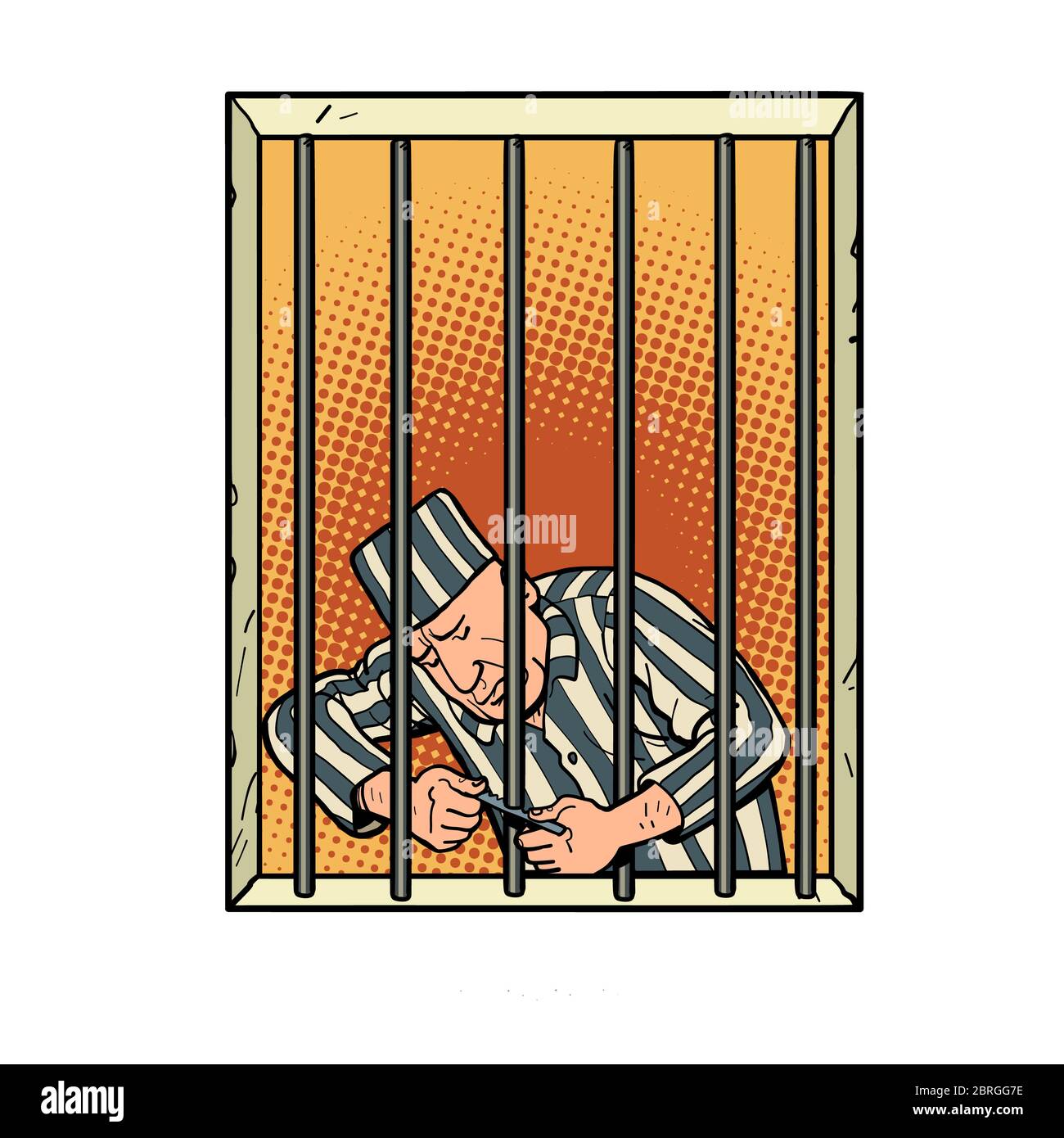 Un prisonnier s'échappe de prison. Jailbreak. Dessin animé Bande ...