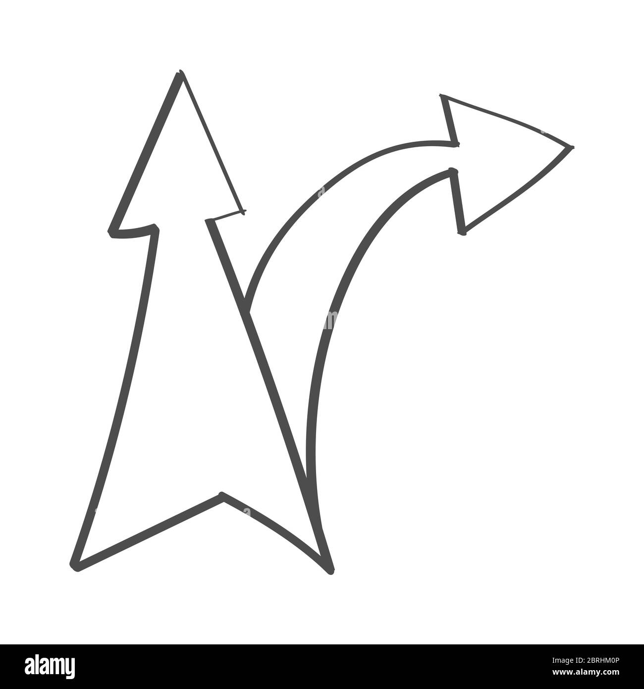 Double flèche. Dessin vectoriel dans le style Doodle, isolé sur un fond ...