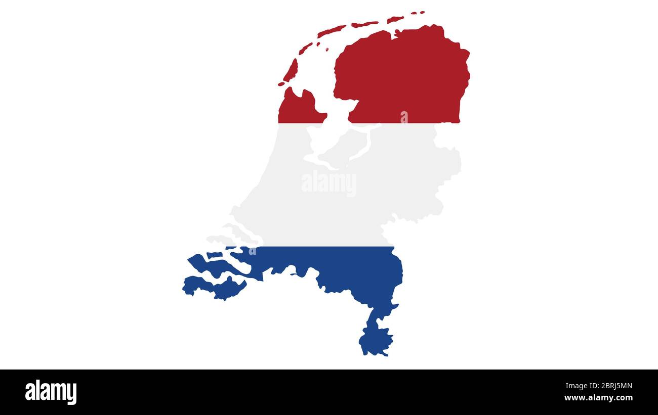 Carte des pays-Bas avec texture drapeau sur fond blanc, illustration ...