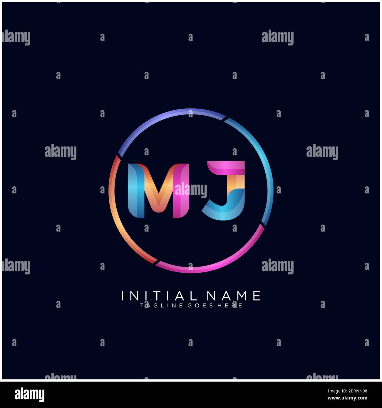 Lettre initiale MJ courbe logo arrondi, dégradé couleurs vives et ...