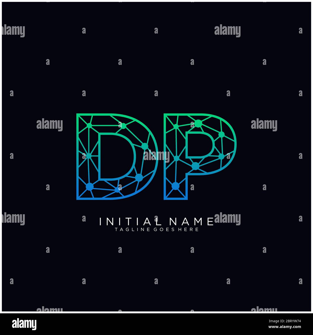 Modèle de logo de dessin au trait abstrait de la lettre DP initiale ...