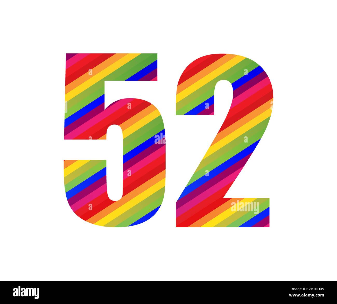 52 nombre chiffre numérique de style Rainbow. Couleur cinquante ...