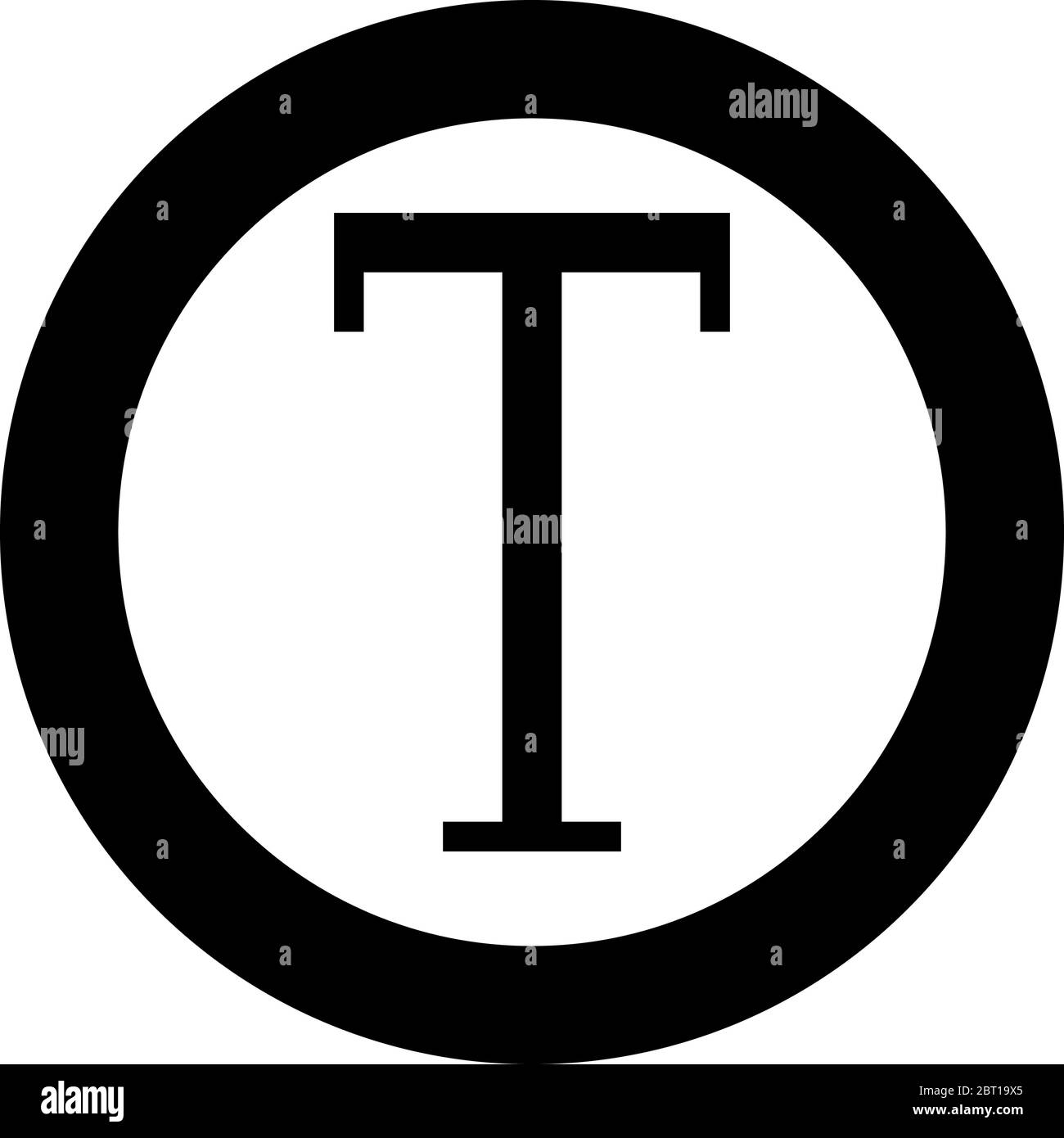 Tau symbole grec majuscule majuscule icône de police en cercle rond ...