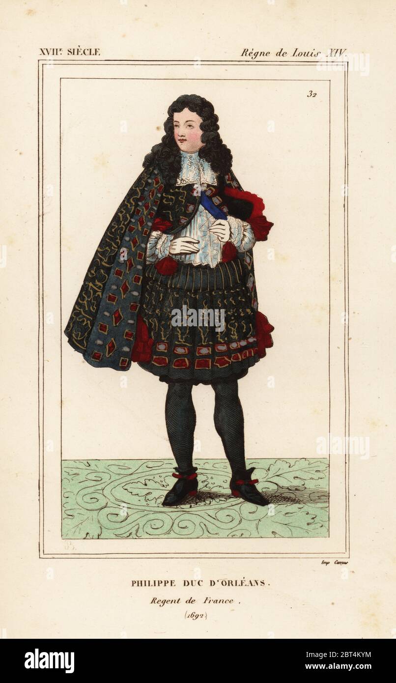 Philippe II, duc d'Orléans, 1674-1723. Philippe duc d'Orléans, Regent de France. Lithographie de ...