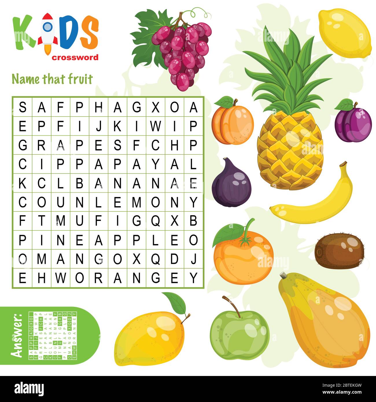 Recherche facile de mots croisés puzzle 'Nom que fruit', pour les ...