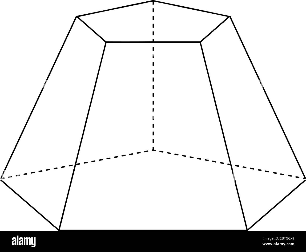 C’est une pyramide pentagonale avec coupe par plan, dessin de ligne ...