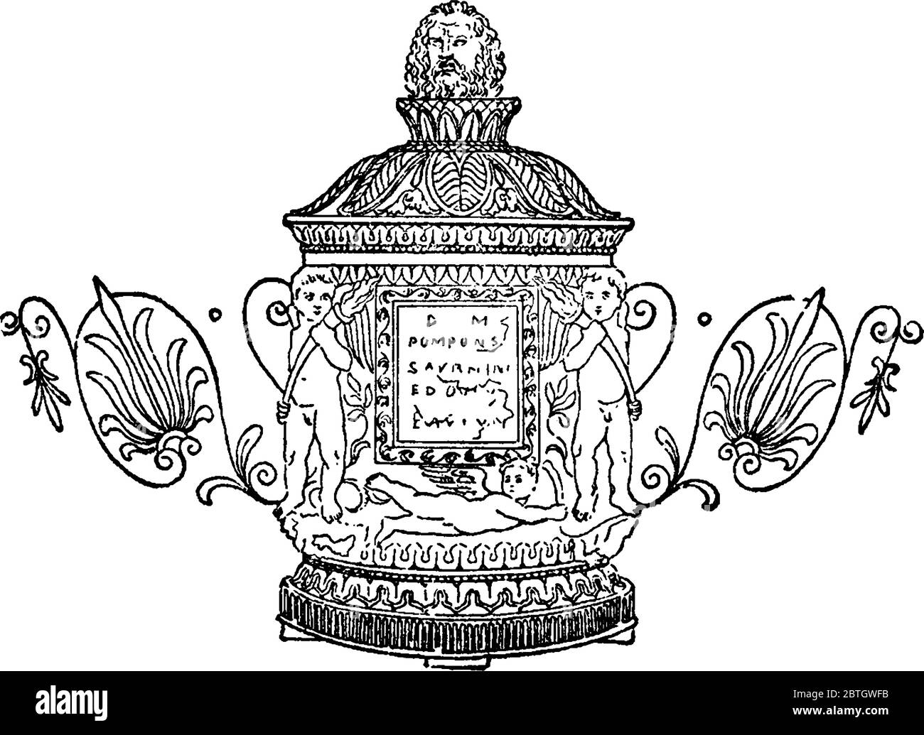 La griffonne grecque, avec objet grec, chérubins et tourbillons et ...