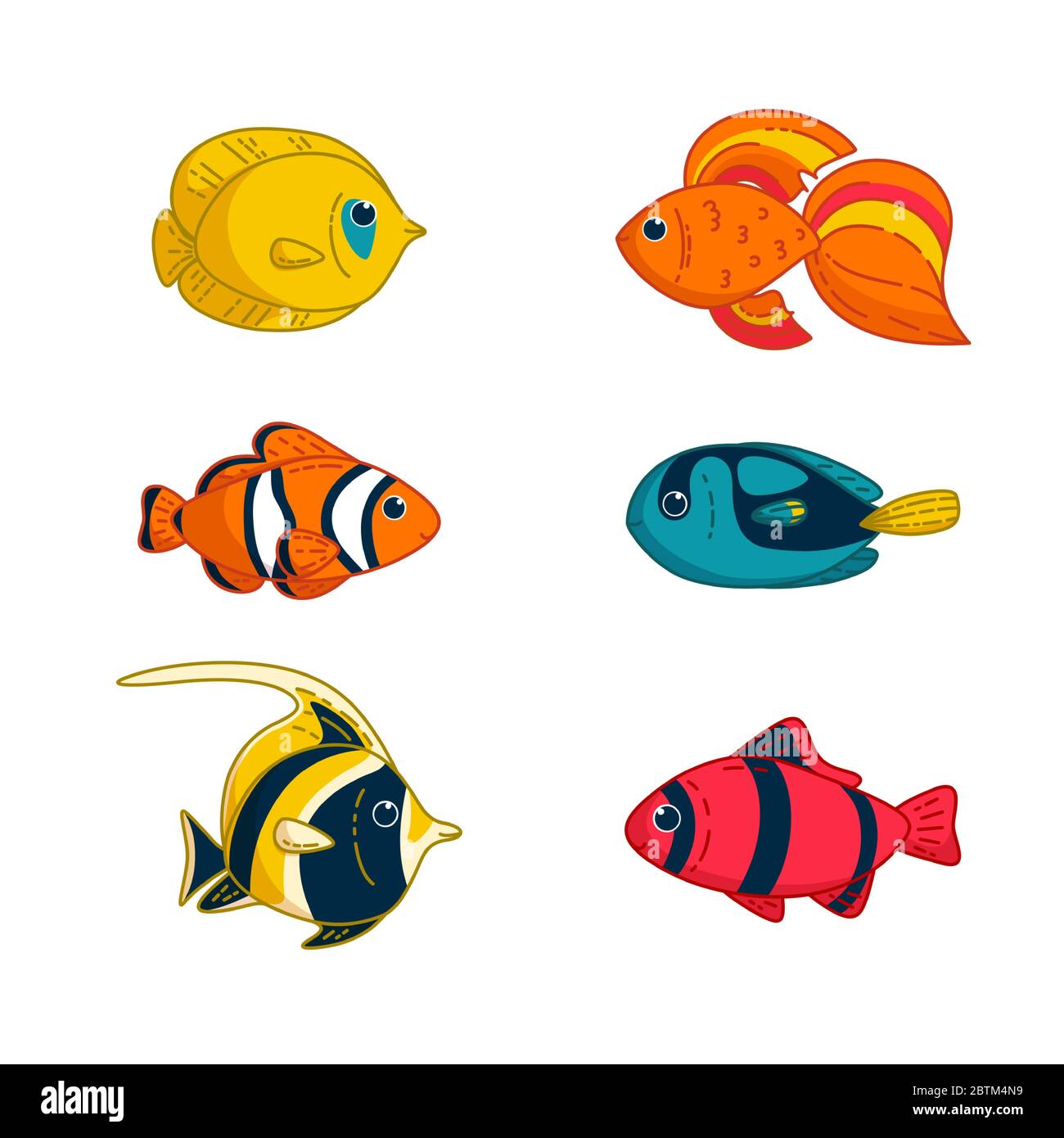 Ensemble de poissons tropicaux. Poisson-clown, poisson-fond, poisson ...