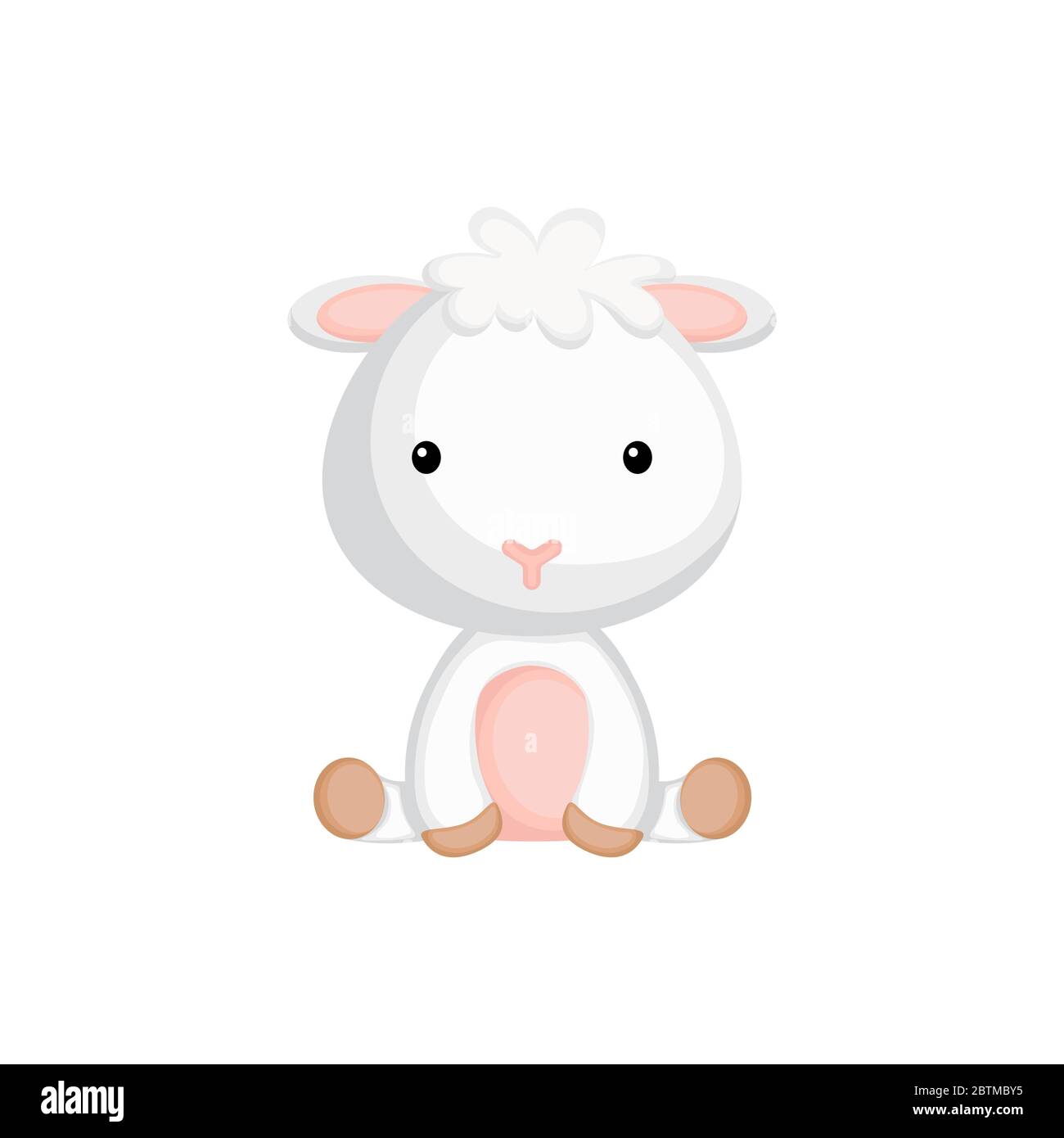Mignon drôle de brebis assis bébé isolé sur fond blanc. Personnage ...